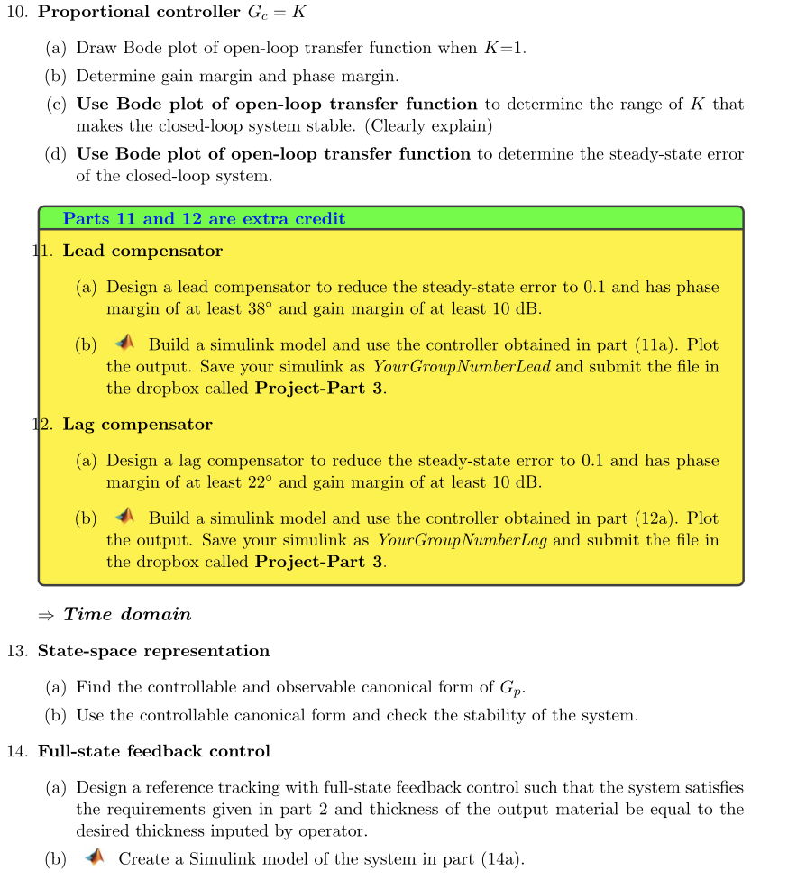 10. Proportional controller Gc=K (a) Draw Bode plot | Chegg.com