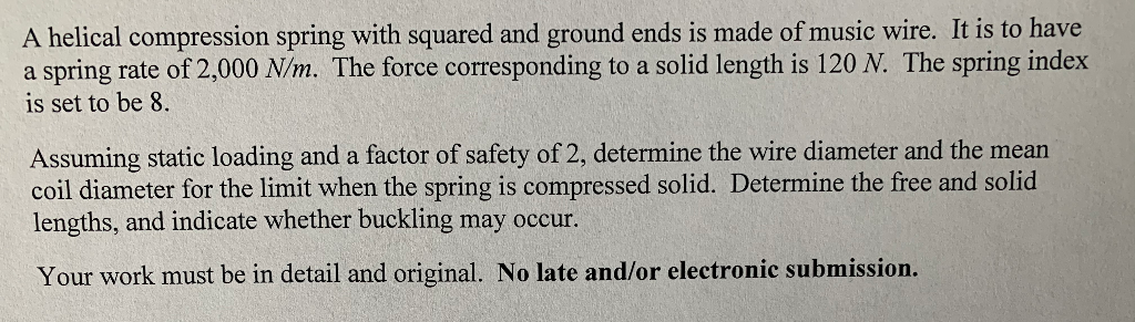 Solved A helical compression spring with squared and ground | Chegg.com