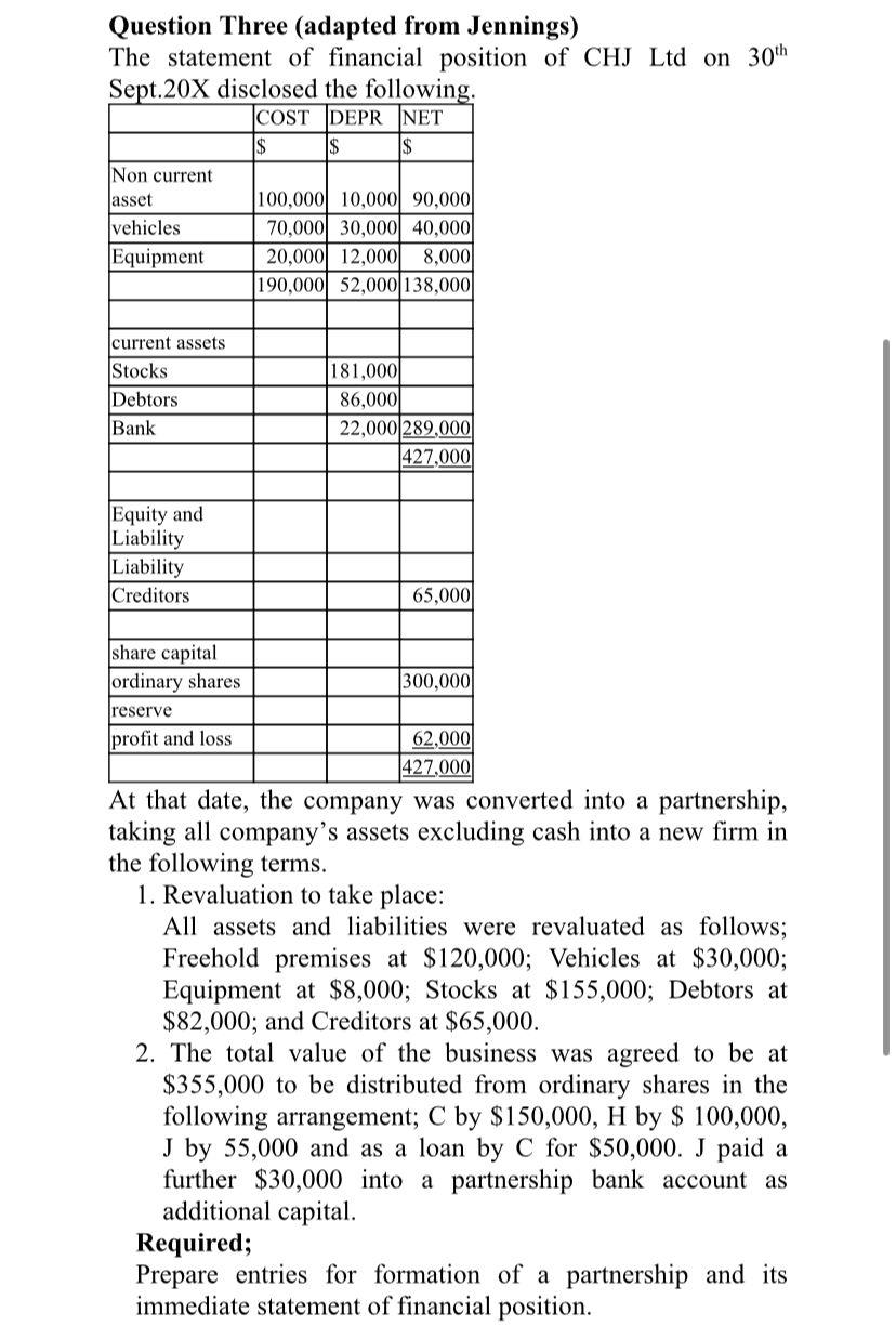 Solved Question Three (adapted from Jennings) The statement | Chegg.com