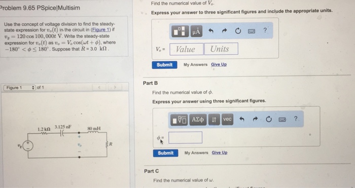 Solved Find the numerical value of Vo roblem 9.65 | Chegg.com