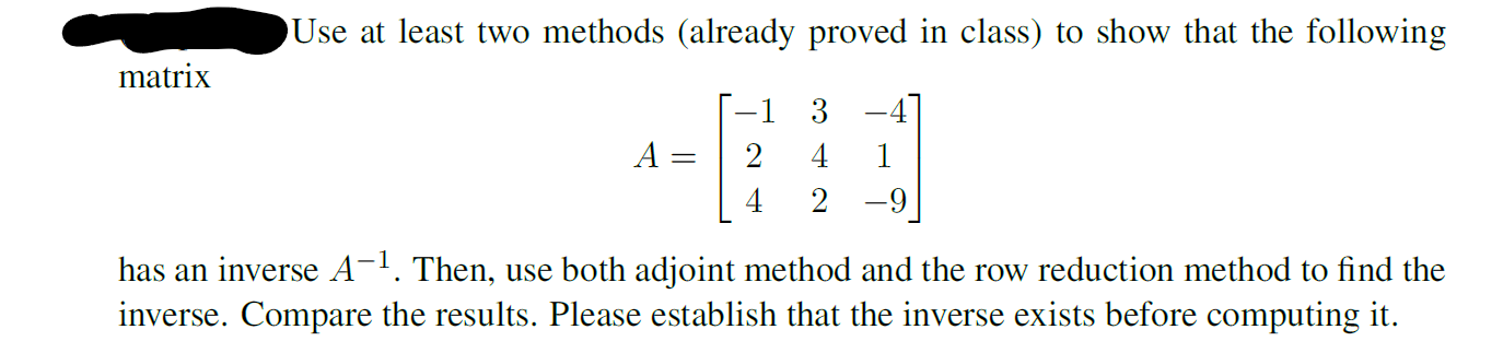 Solved Use at least two methods (already proved in class) to | Chegg.com