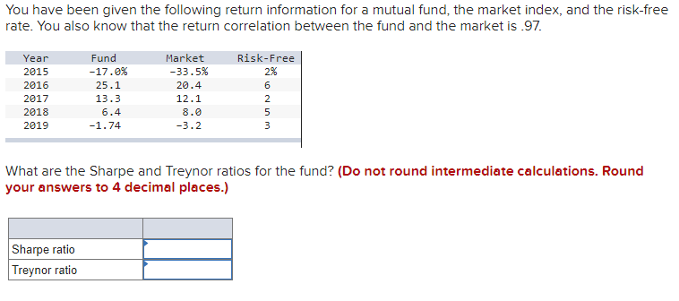 Solved You have been given the following return information | Chegg.com