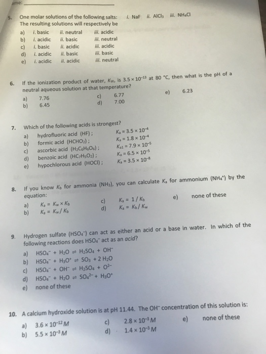 Solved Name: PART (Multiple choice; mark your answers on | Chegg.com