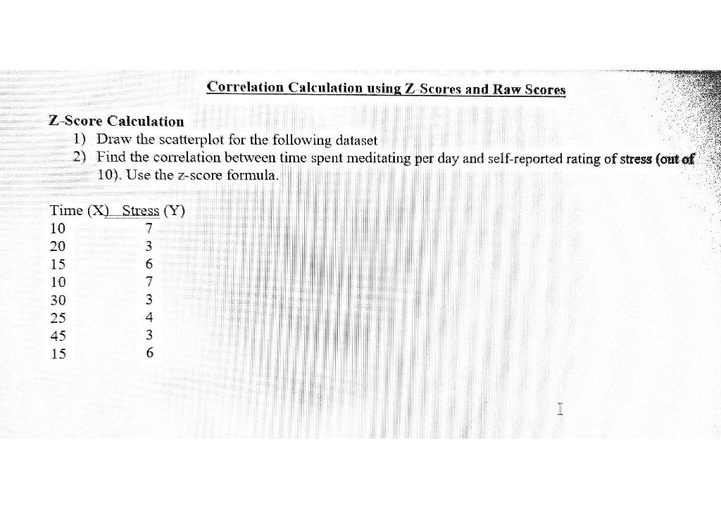 Solved Correlation Calculation using Z-Scores and Raw Scores | Chegg.com