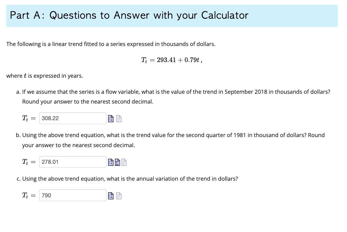 Solved Part A: Questions to Answer with your Calculator The | Chegg.com