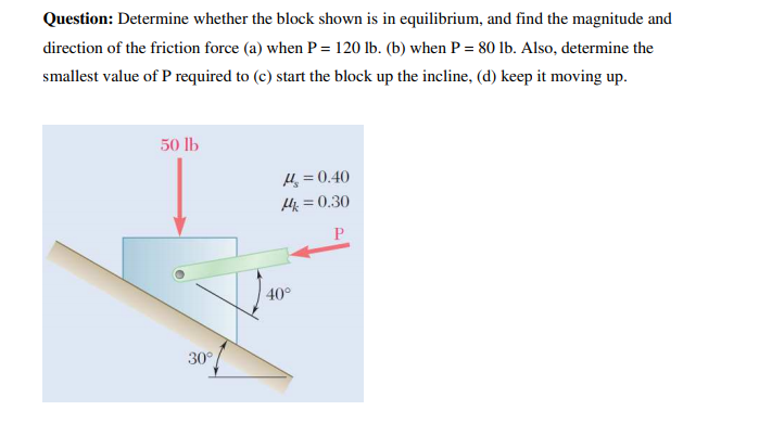 Solved Question: Determine whether the block shown is in | Chegg.com