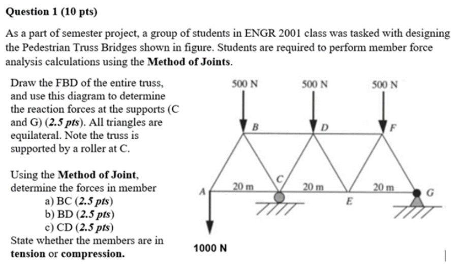 Solved Question 1 (10 ﻿pts)As a part of semester project, a | Chegg.com