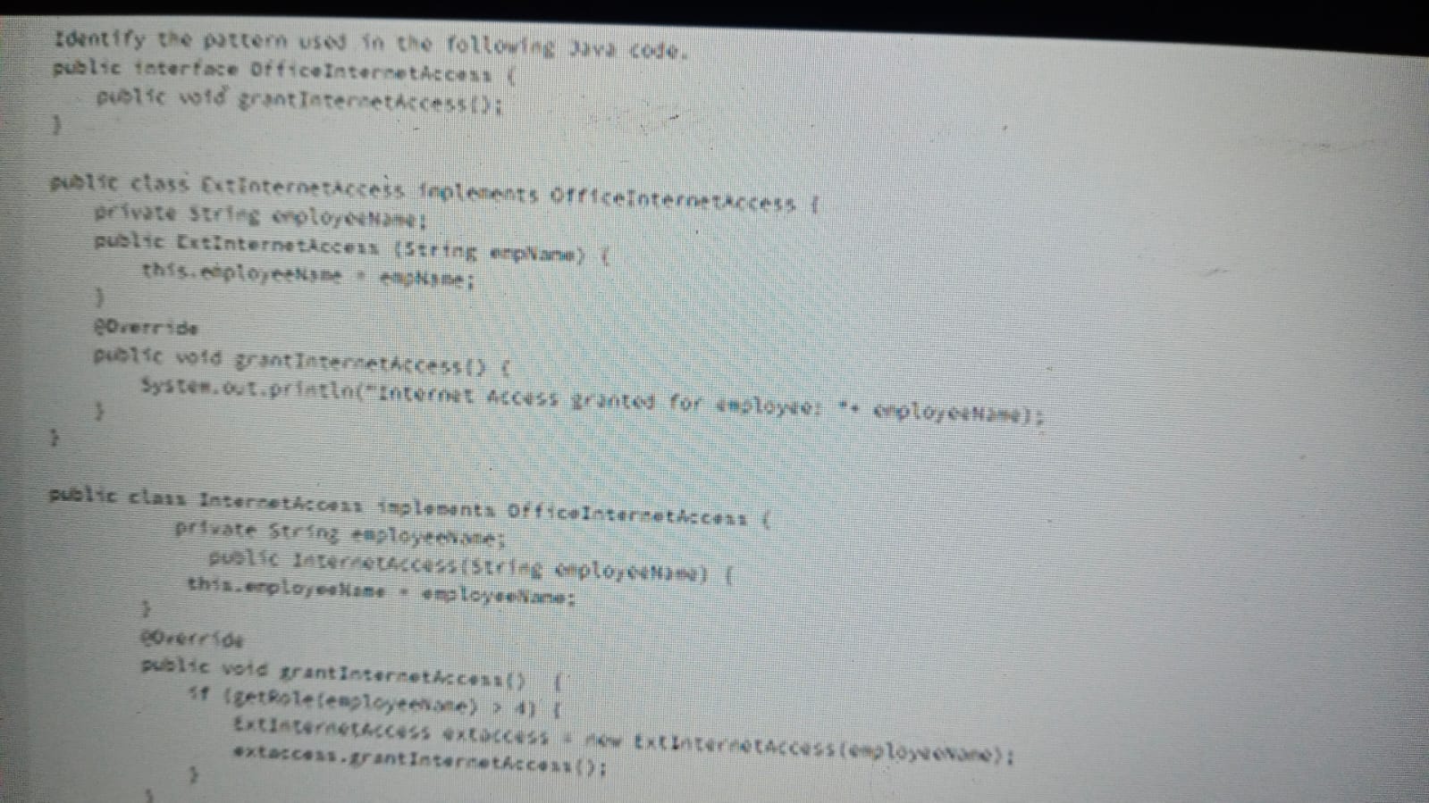 Solved toentify the pattem used in the foltowieg Jawa | Chegg.com