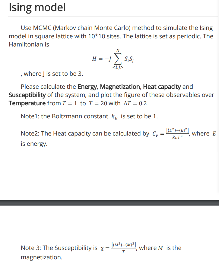 Ising model Use MCMC (Markov chain Monte Carlo) | Chegg.com