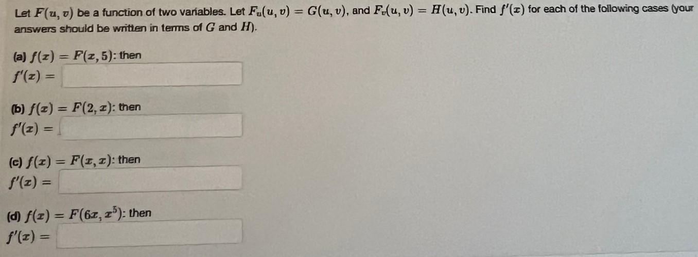 Solved Let F(u,v) be a function of two variables. Let | Chegg.com