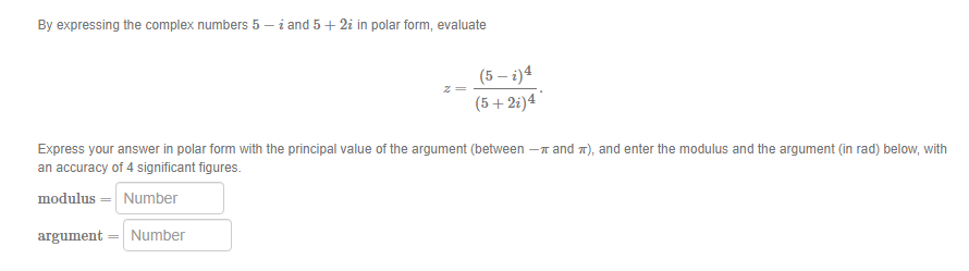 Solved By expressing the complex numbers 5−i and 5+2i in | Chegg.com