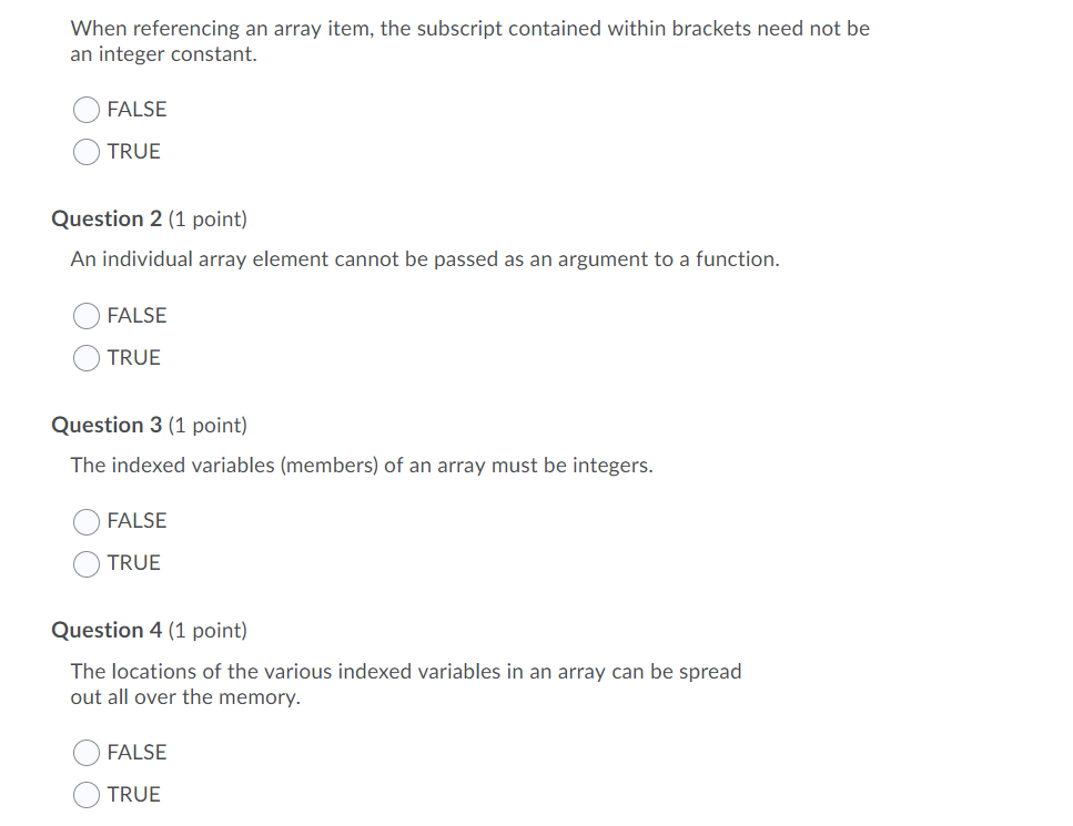 Solved When referencing an array item, the subscript | Chegg.com
