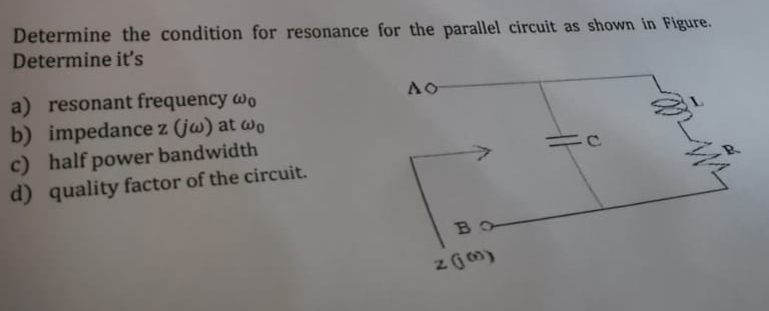 Solved Determine the condition for resonance for the | Chegg.com