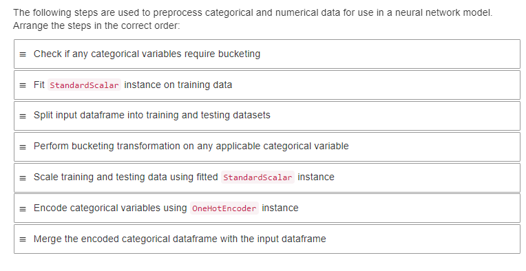 Solved The following steps are used to preprocess | Chegg.com