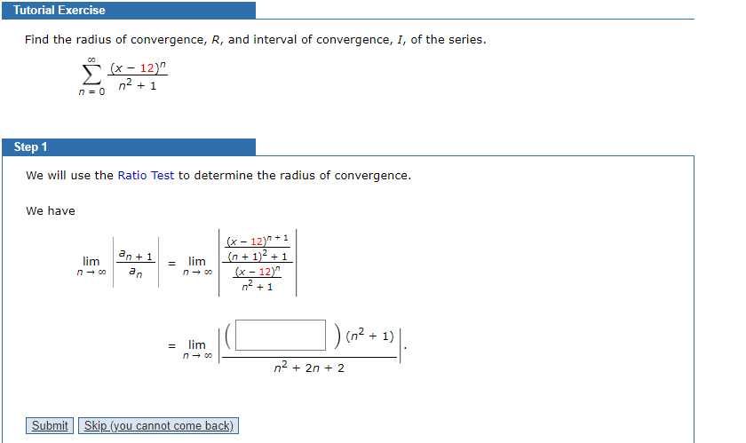 Solved Tutorial Exercise Find the radius of convergence, R, | Chegg.com Solved Tutorial Exercise Find the radius of convergence, R, | Chegg.com