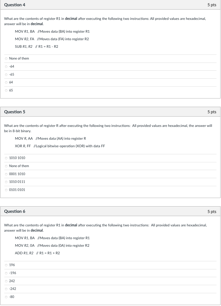 Solved What are the contents of register R1 in decimal after | Chegg.com