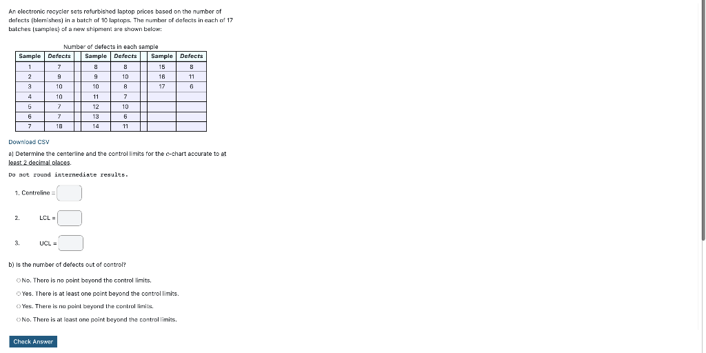 Solved An electronic recycler sets refurbished laptop prices | Chegg.com