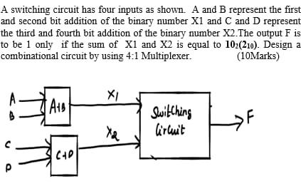 Solved A switching circuit has four inputs as shown. A and B | Chegg.com