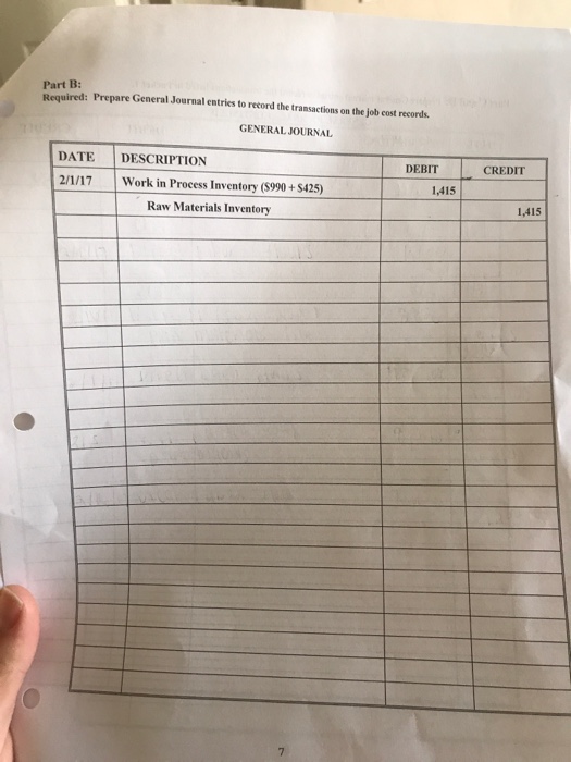 Solved Part B: Recording direct material, direet labor and | Chegg.com