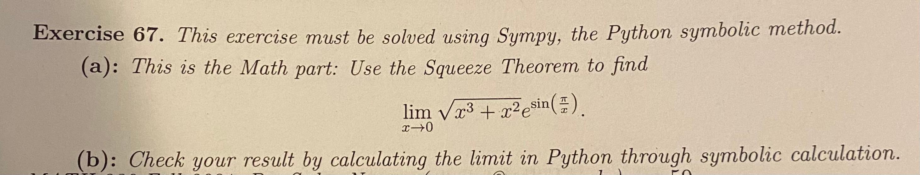 Solved Exercise 67. This exercise must be solved using | Chegg.com