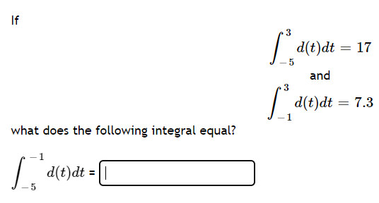 Solved If what does the following integral equal? T d(t)dt = | Chegg.com