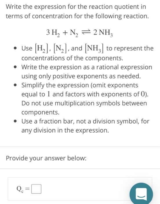 Solved Write the expression for the reaction quotient in | Chegg.com