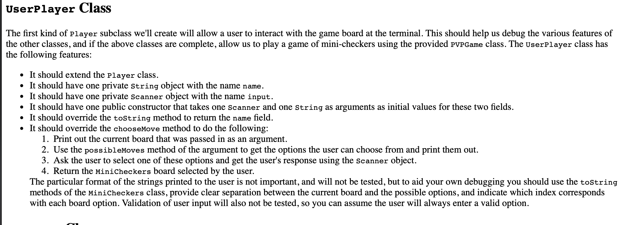 Solved The first kind of Player subclass we'll create will | Chegg.com