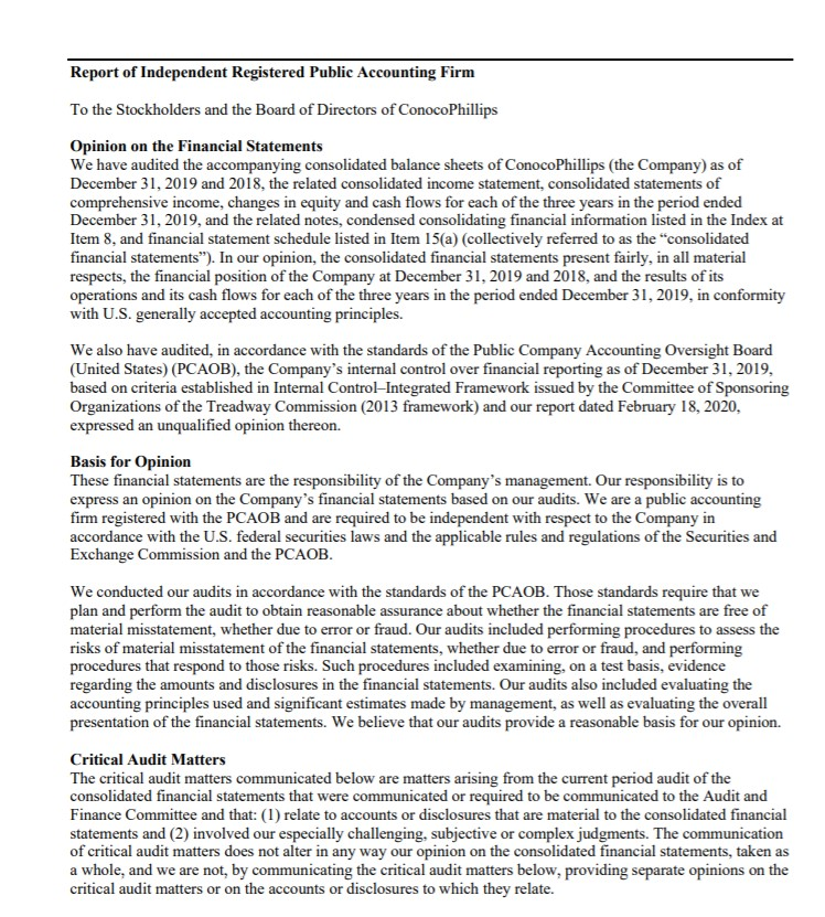 Solved Report of Independent Registered Public Accounting | Chegg.com