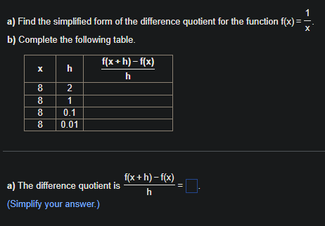 Solved 1 a) Find the simplified form of the difference | Chegg.com