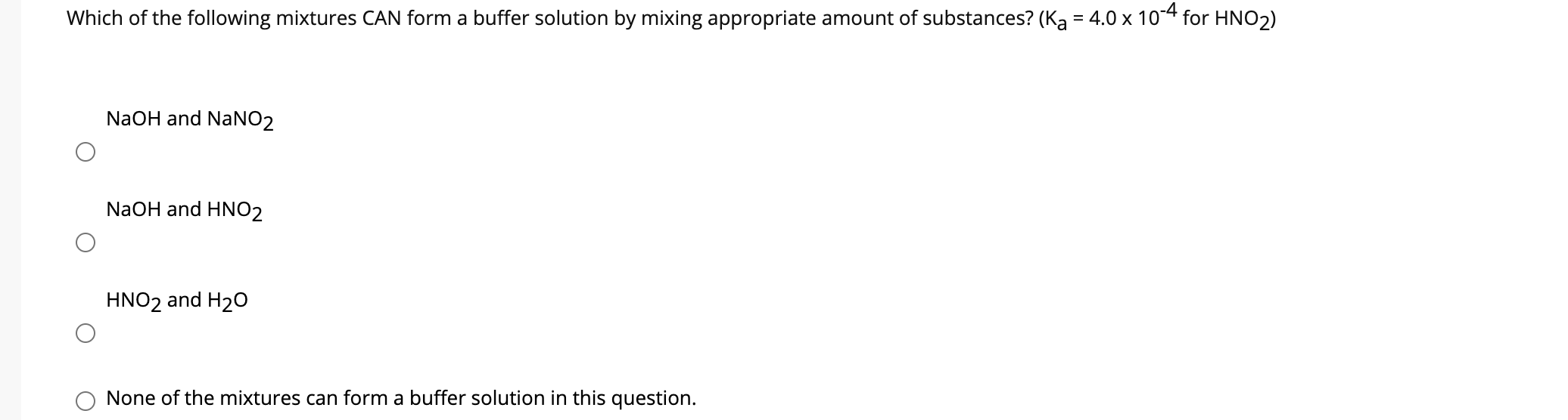 Solved Which of the following mixtures CAN form a buffer | Chegg.com
