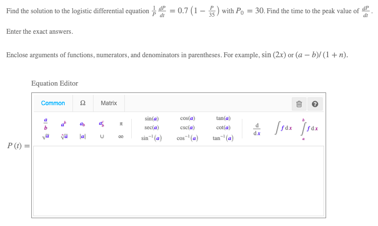 Solved Find the solution to the logistic differential | Chegg.com