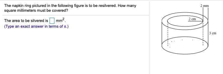 Solved The napkin ring pictured in the following figure is | Chegg.com