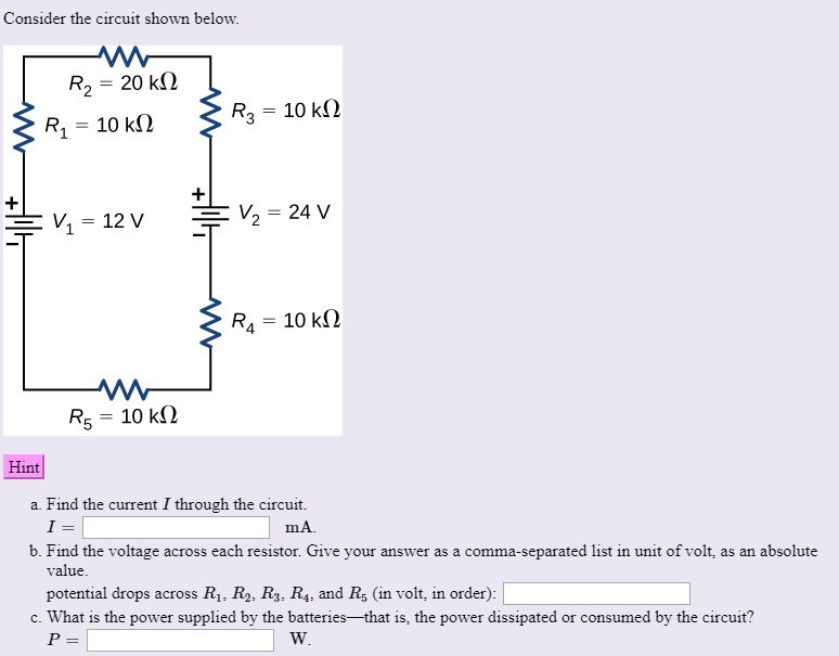 Solved Consider the circuit shown below. R2 = 20 k 12 > R4 = | Chegg.com