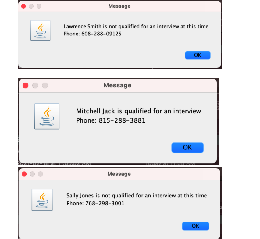 Solved JobApplicant.java and TestJobApplicants.java Follow | Chegg.com