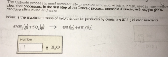 Solved chemical processes, in the first step of the Ostwald | Chegg.com