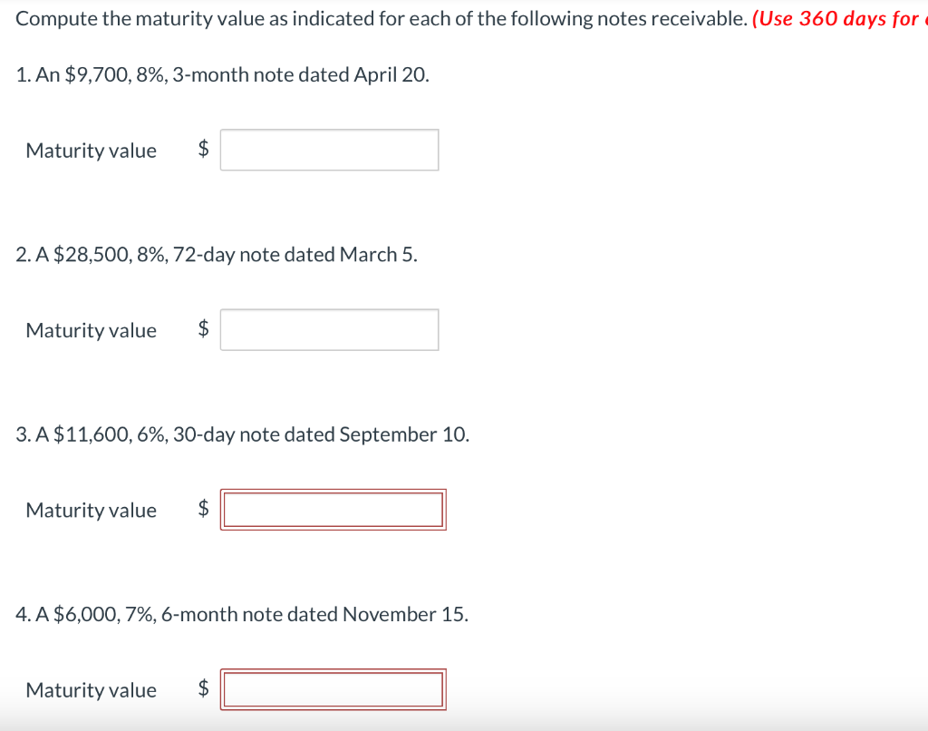 Solved Compute the maturity value as indicated for each of | Chegg.com