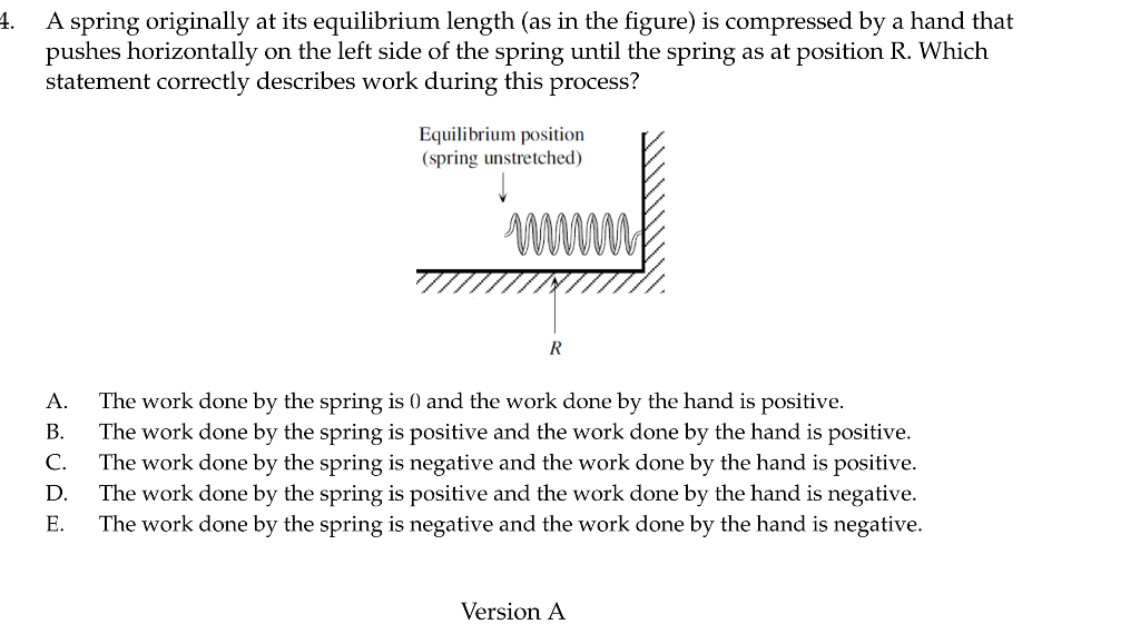 Solved 1. A spring originally at its equilibrium length (as | Chegg.com