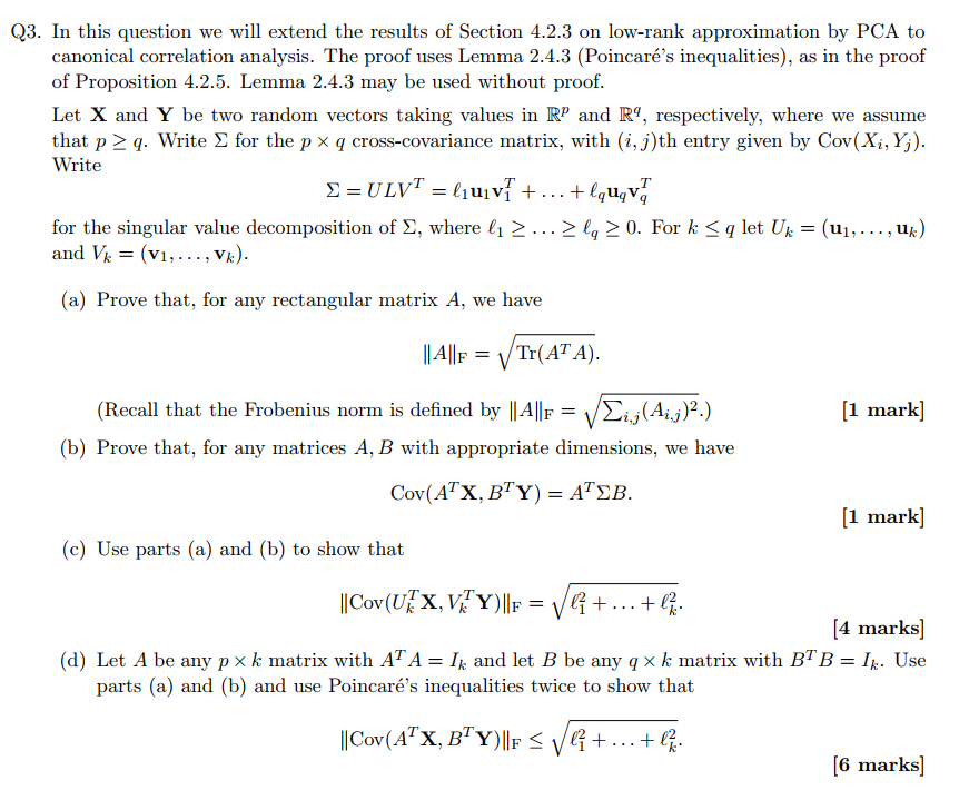 Q3. In this question we will extend the results of | Chegg.com