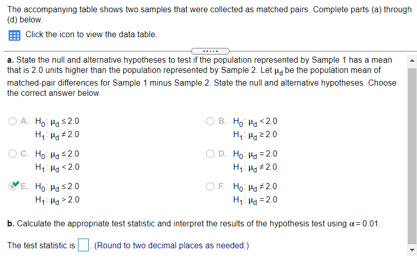 Solved The accompanying table shows two samples that were | Chegg.com
