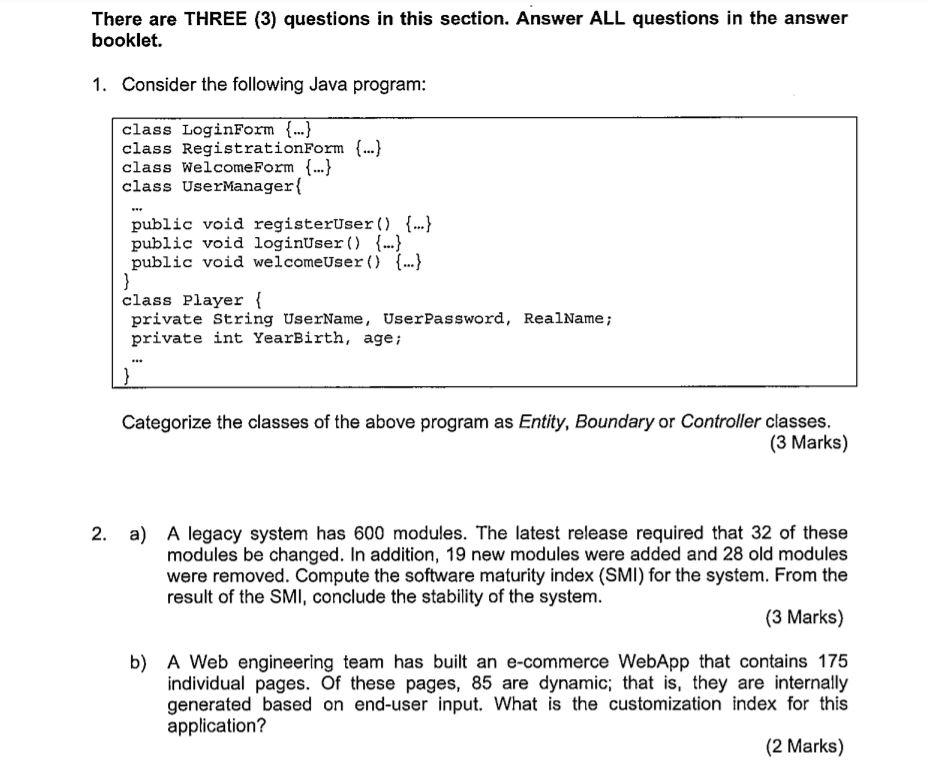 Solved There are THREE (3) questions in this section. Answer | Chegg.com