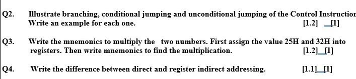 Solved Q2. Illustrate branching, conditional jumping and | Chegg.com