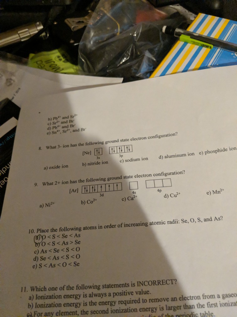 Solved 8 What 3 Ion Has The Following Ground State