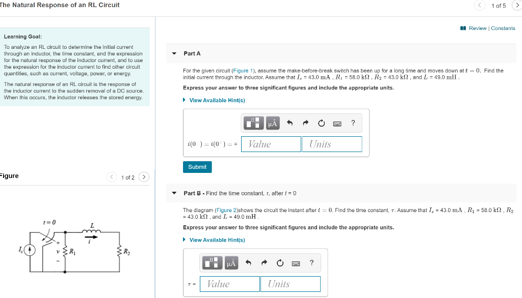 Solved The Natural Response of an RL Circuit M | Chegg.com