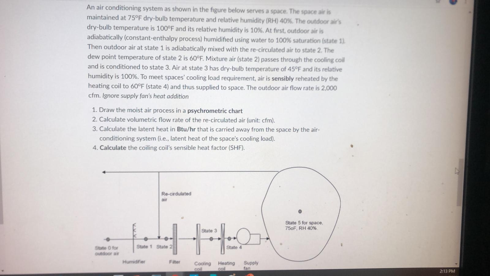Solved An air conditioning system as shown in the figure | Chegg.com