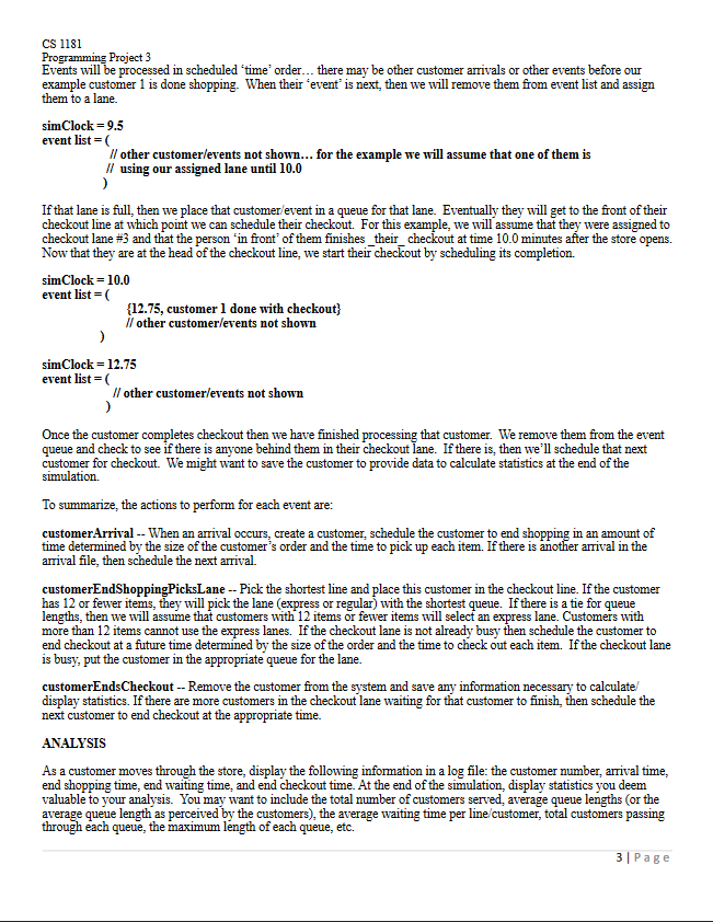 CS 1181 Programming Project 3 CS 1181 Project 3: Data | Chegg.com