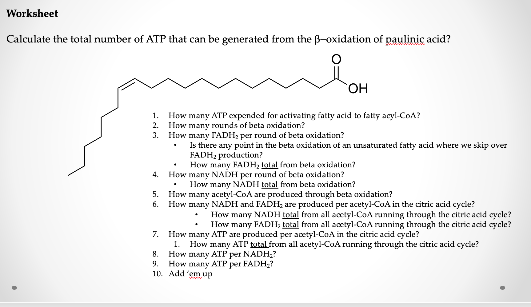 Solved Worksheet Calculate the total number of ATP that can | Chegg.com