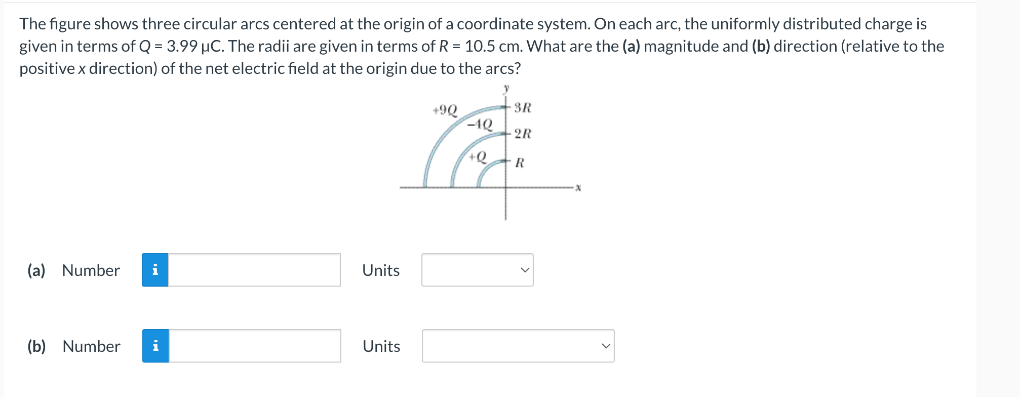 Solved The figure shows three circular arcs centered at the | Chegg.com