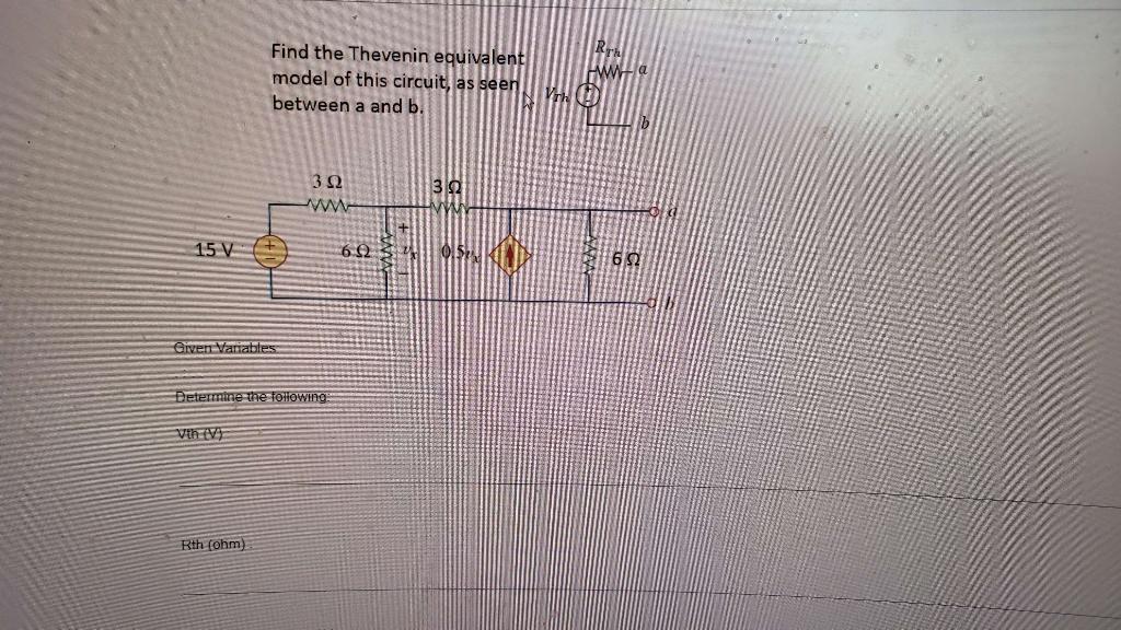 Solved Find The Thevenin Equivalent Model Of This Circuit