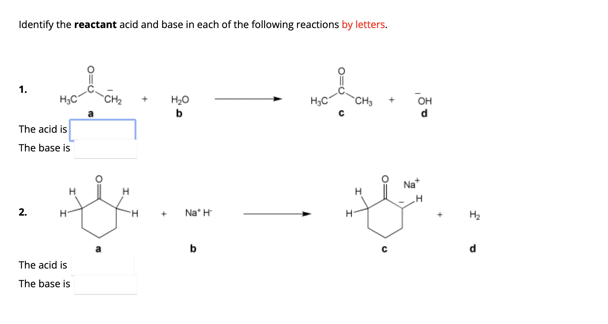 Solved Identify the reactant acid and base in each of the | Chegg.com