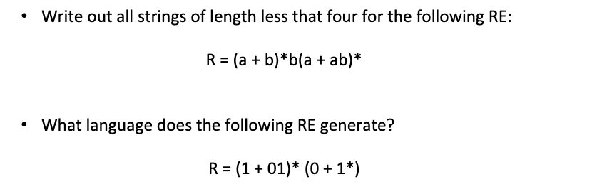Solved • Write out all strings of length less that four for | Chegg.com